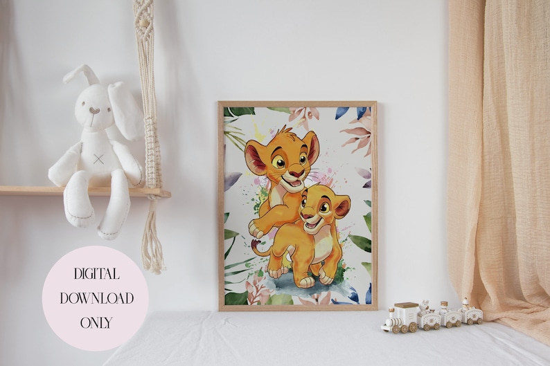 Simba & Nala the Lion King 1 Gift Picture Simba,art Print Nursery,wall ...