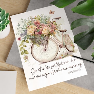 Celebrate Spring With Faith Bicycle Print With Blossoming Flowers ...