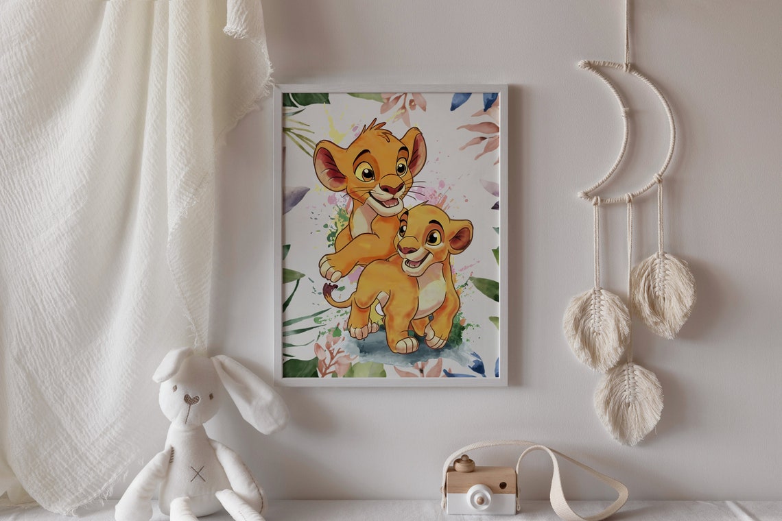 Simba & Nala the Lion King 1 Gift Picture Simba,art Print Nursery,wall ...
