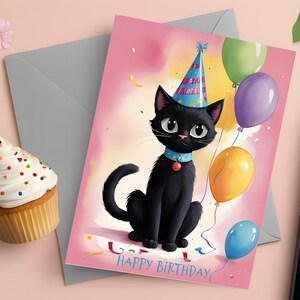 Whimsical Birthday Card: Hilarious Cat With Balloons BIRTHDAY CARD ...