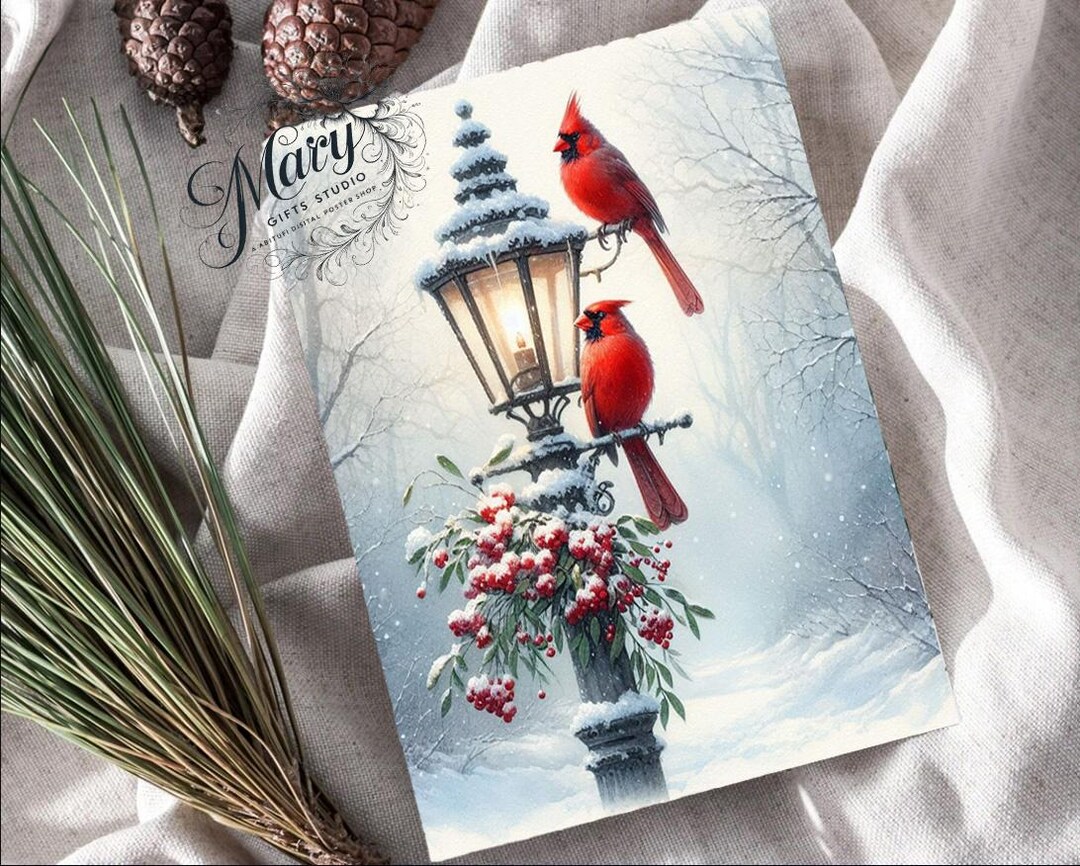 Cardinals Christmas Card & Poster: Winter Wonderland Holiday Decor ...