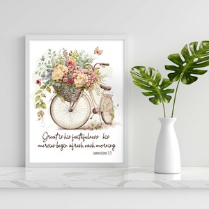 Celebrate Spring With Faith Bicycle Print With Blossoming Flowers ...