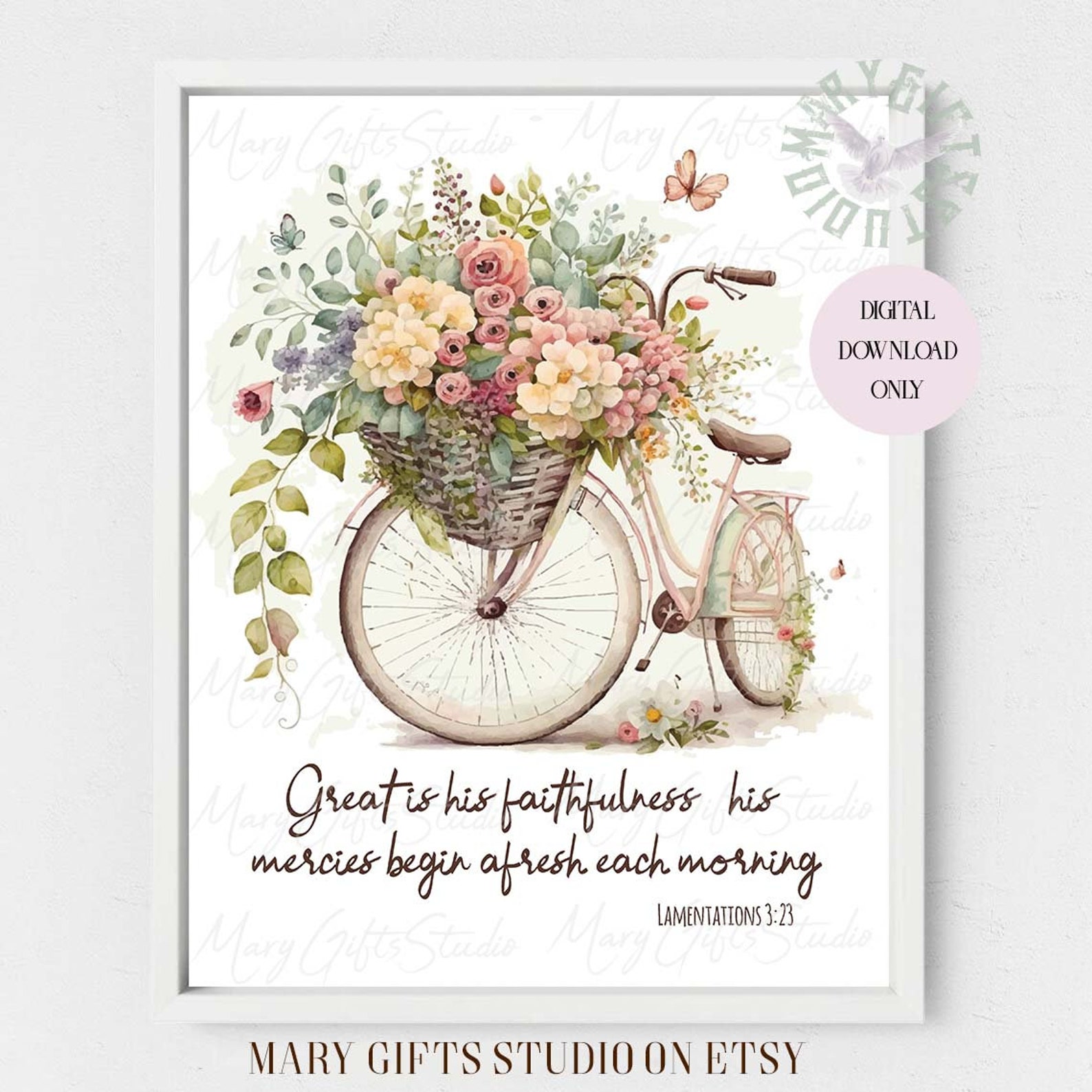 Celebrate Spring With Faith Bicycle Print With Blossoming Flowers ...