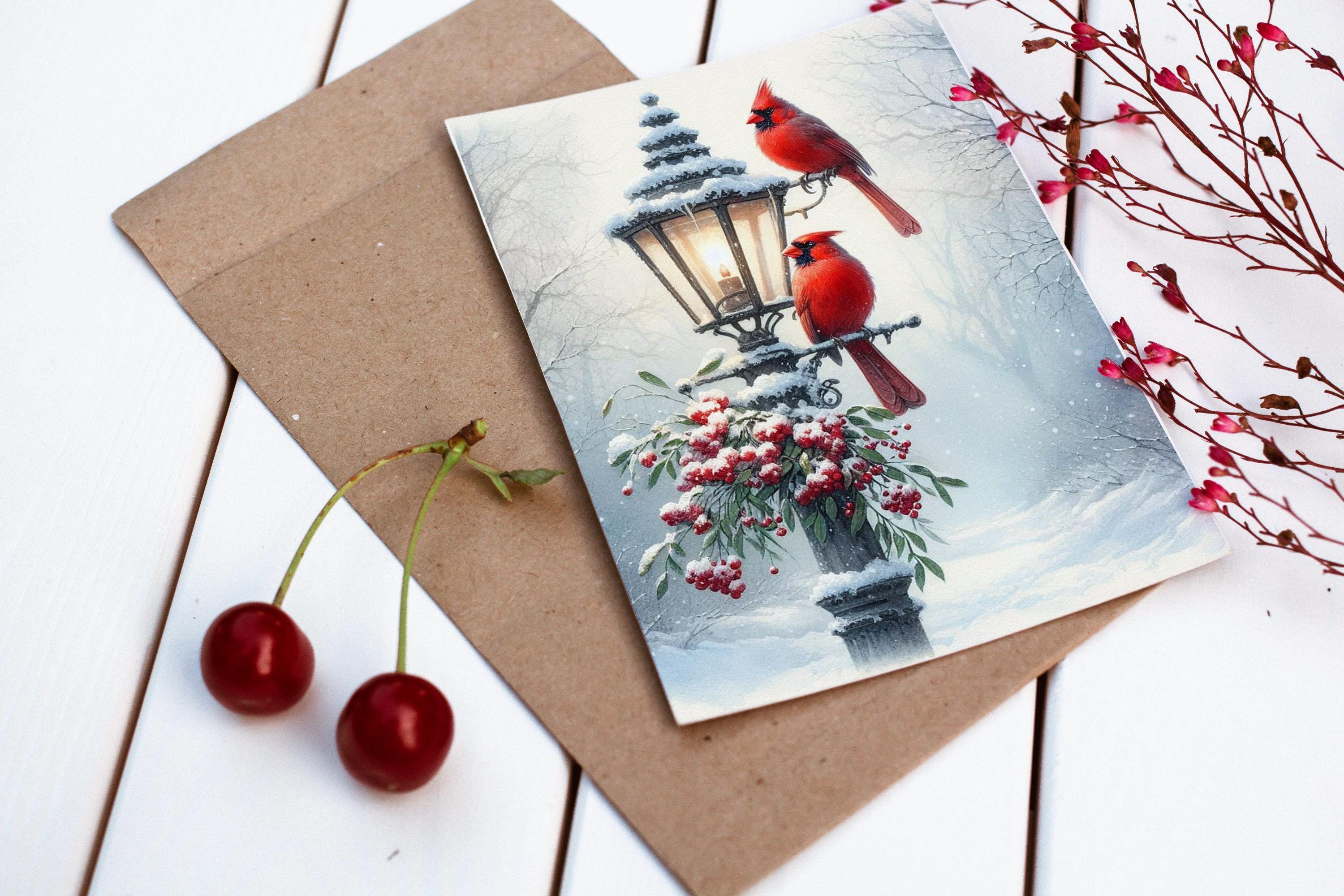 Charming Cardinals Christmas Card and Free Matching Poster Winter ...