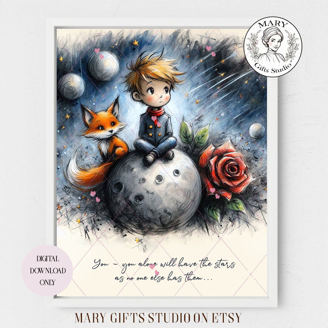 The Little Prince Poster, Little Prince and Fox, Nursery Decor, Prince ...