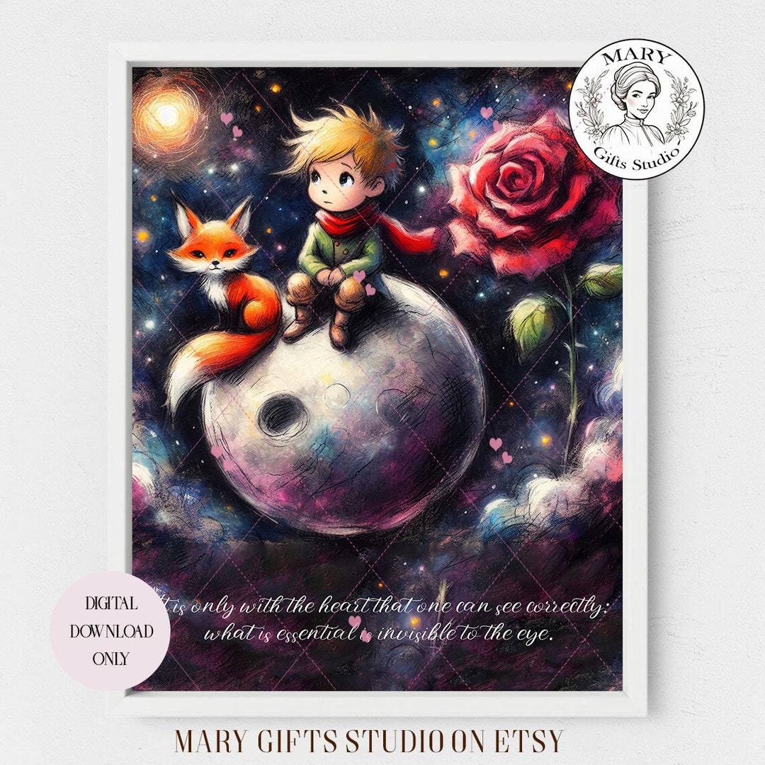 The Little Prince Poster, Little Prince and Fox, Nursery Decor, Prince ...