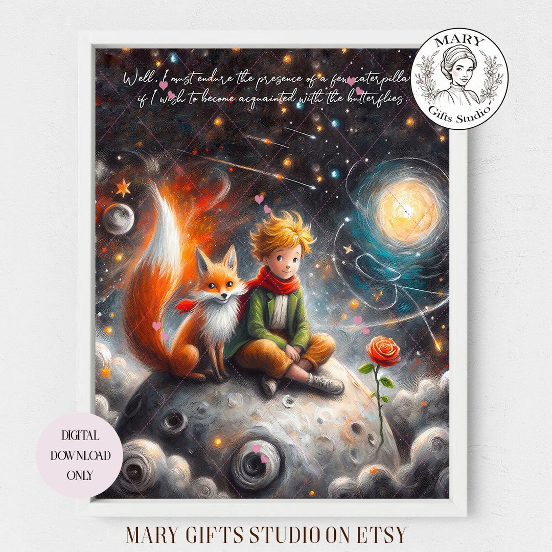 The Little Prince Poster, Little Prince and Fox, Nursery Decor, Prince ...