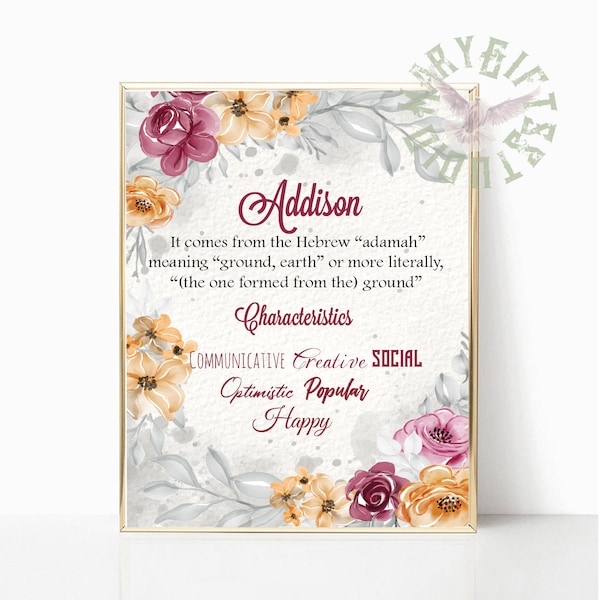 Addison Name Wall Art - Etsy