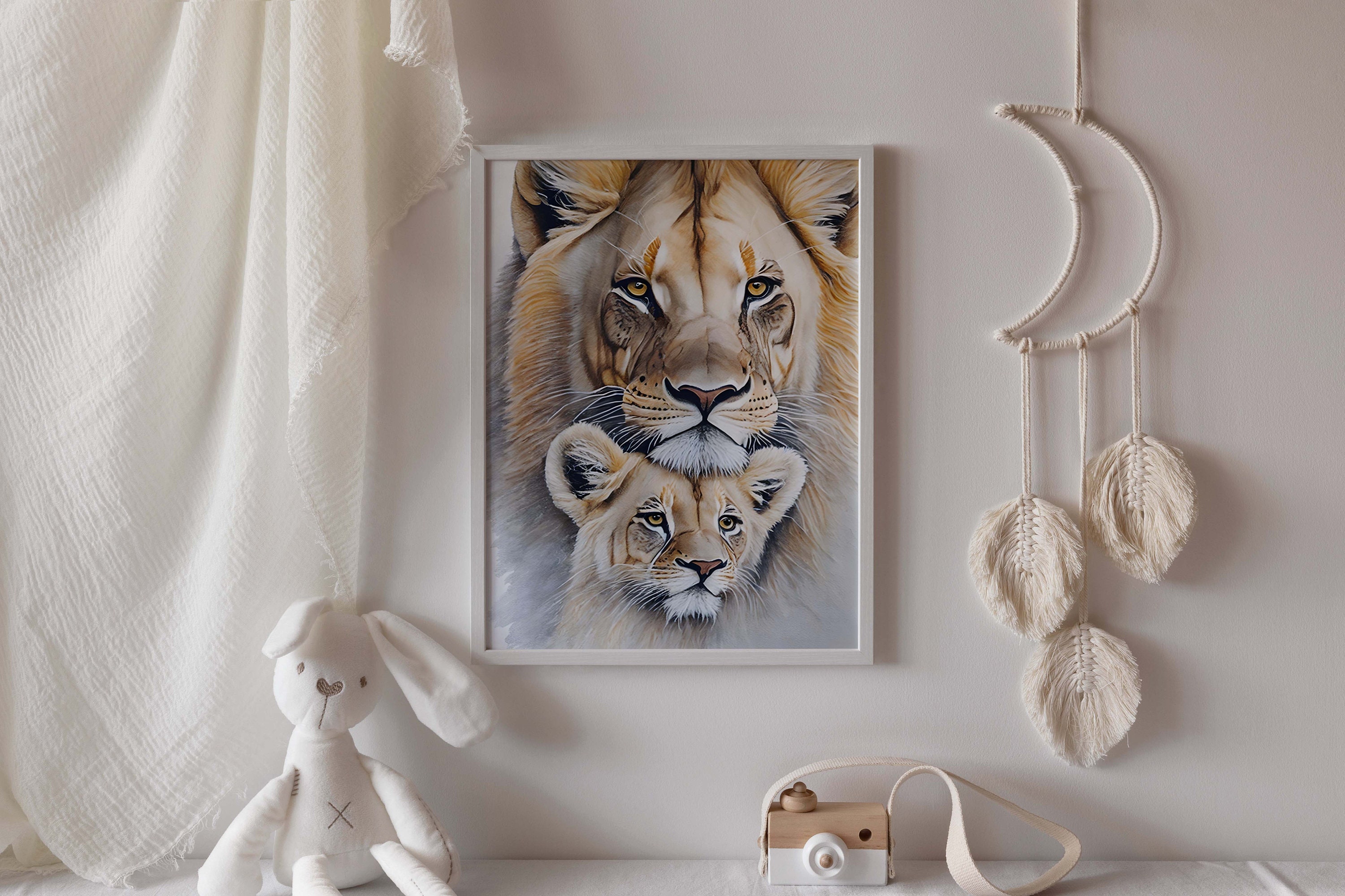 Lion Mom and Baby Lion Mom Child Lion Printable Wall Art Nursery Wall ...