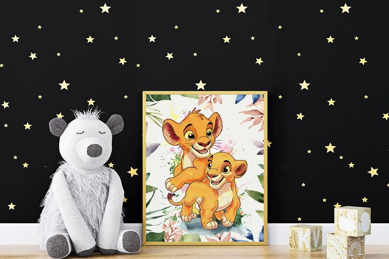 Simba & Nala the Lion King 1 Gift Picture Simba,art Print Nursery,wall ...