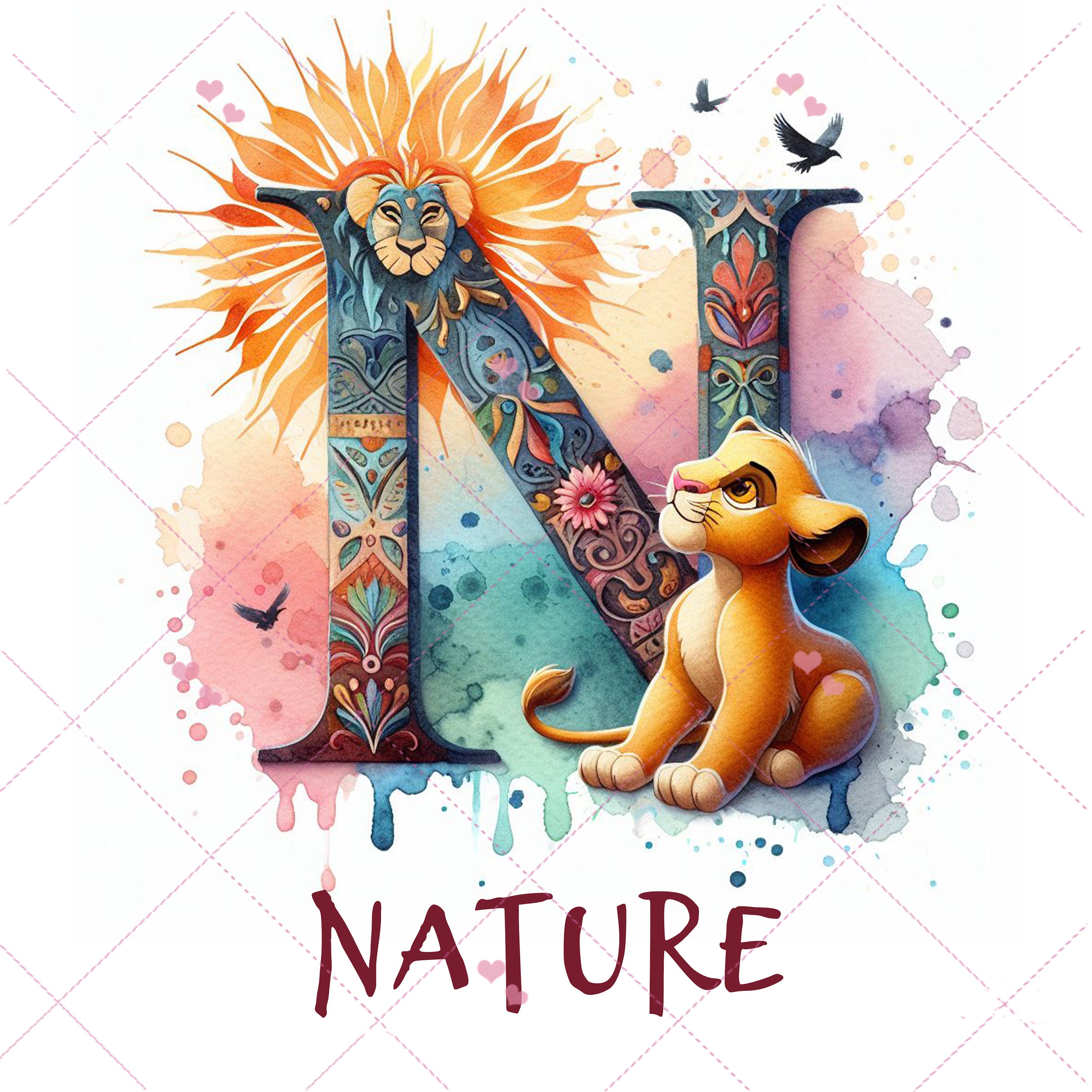 Lion King Inspired Alphabet Art for Kids Personalized Nursery Decor Art ...