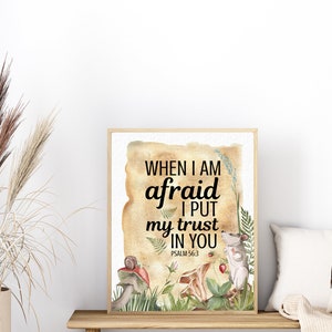 Bible Verse Printable Psalm 56:3 Bible Verse Sign Adorable Mouse Summer ...