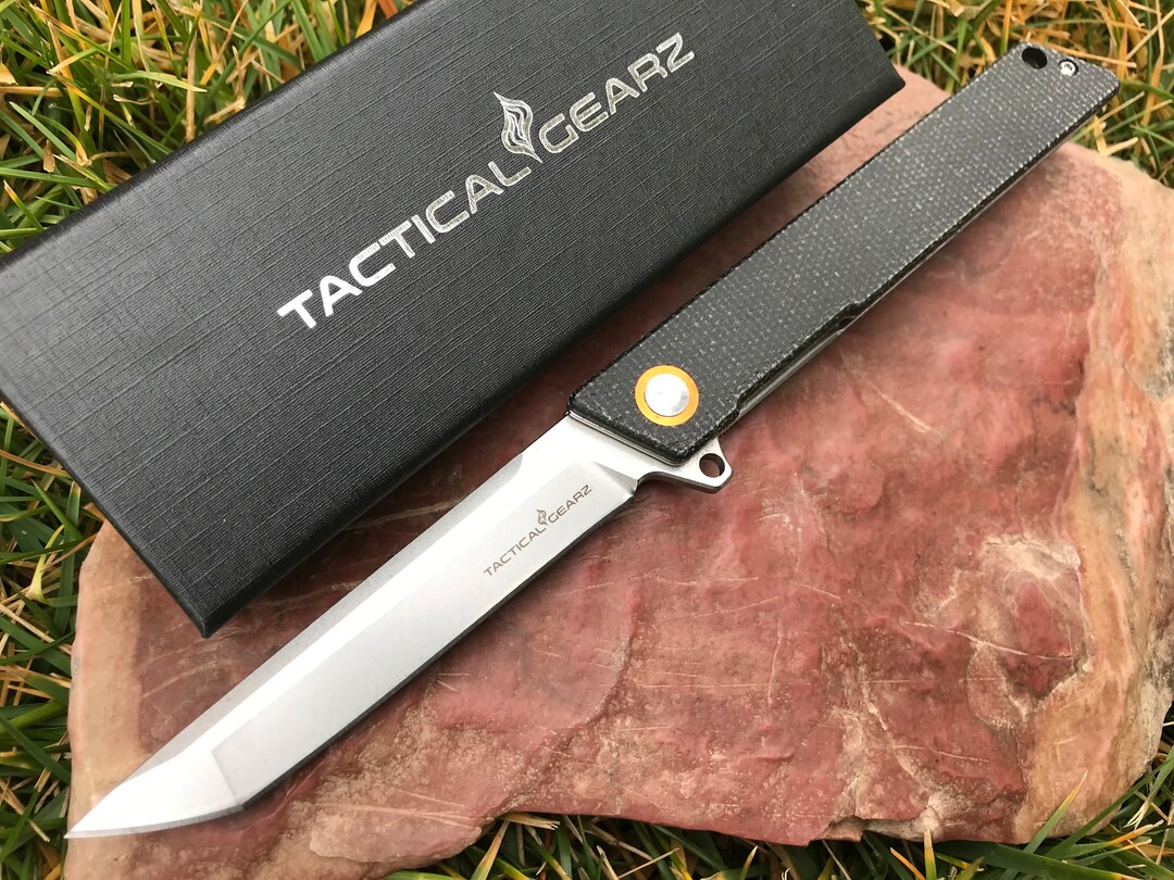 TG Nyxon Pocket Knife: D2 Steel Tanto Blade, Flax Micarta Handle - Etsy