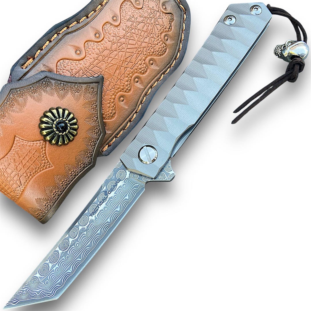 TG Saint XT Beast Bundle! Damascus Tc4 Titanium EDC Pocket Knife ...