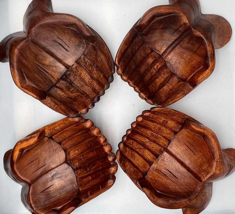 Hand-carved Wood Bowl Set – Tiger Eye Sphere, Shells, Moss Centerpiece ...