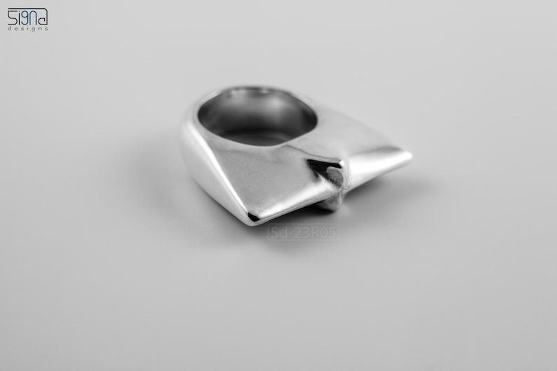 Contemporary Geometric Ring in Silver, Modern Design, Unisex and Bold ...