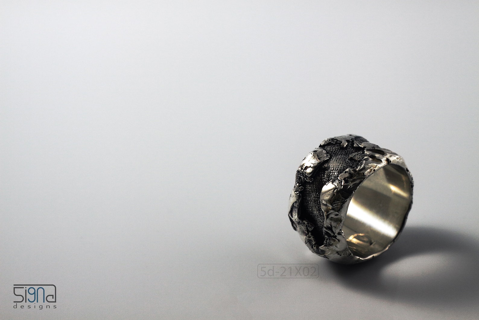 Massive Unique Oxidized Sterling Silver Ring With Irregular - Etsy