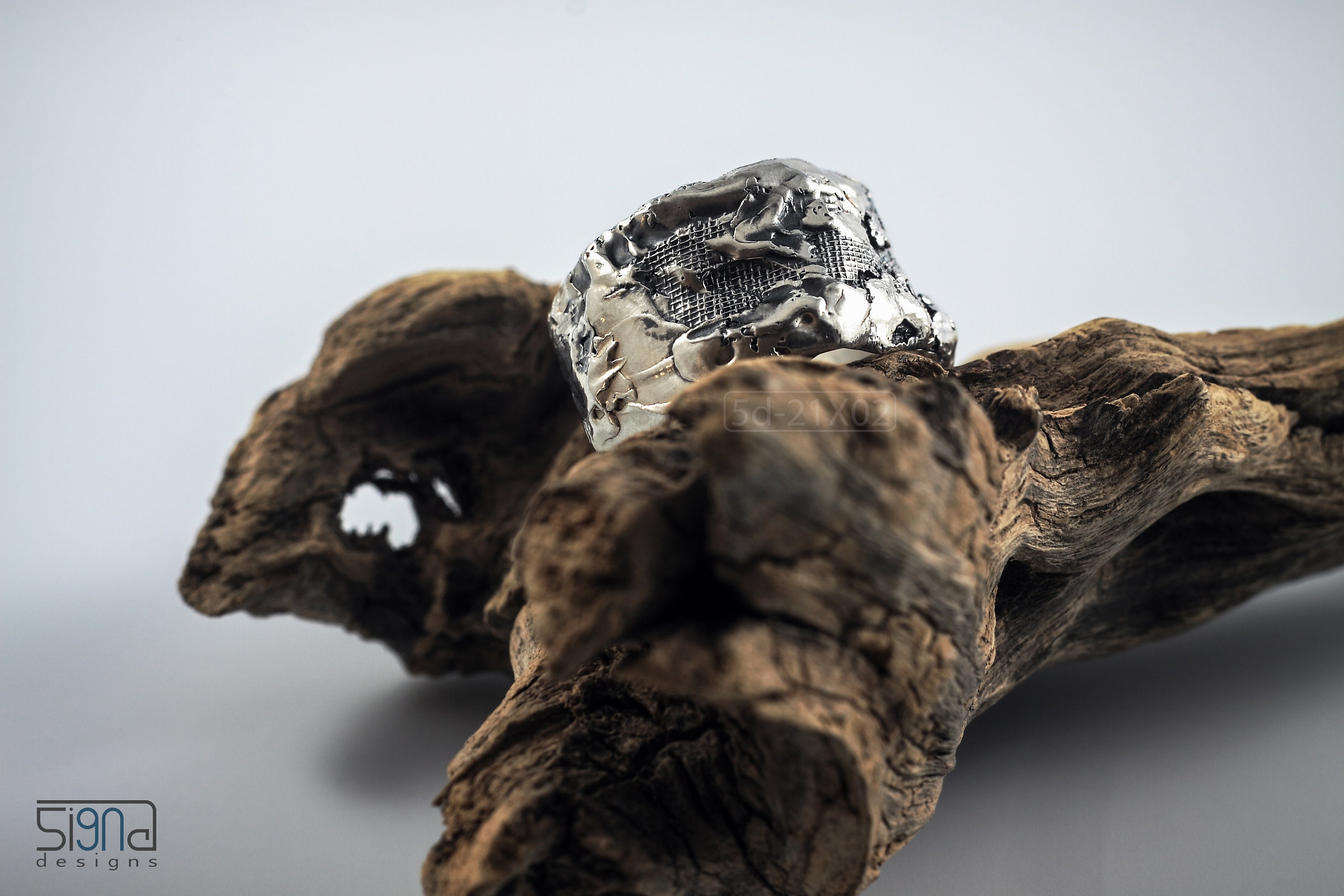 Massive Unique Oxidized Sterling Silver Ring With Irregular - Etsy