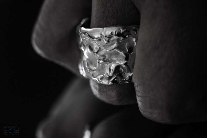Organic Soft Texture Ring, Irregular Edges With Melting Effect Jewelry ...