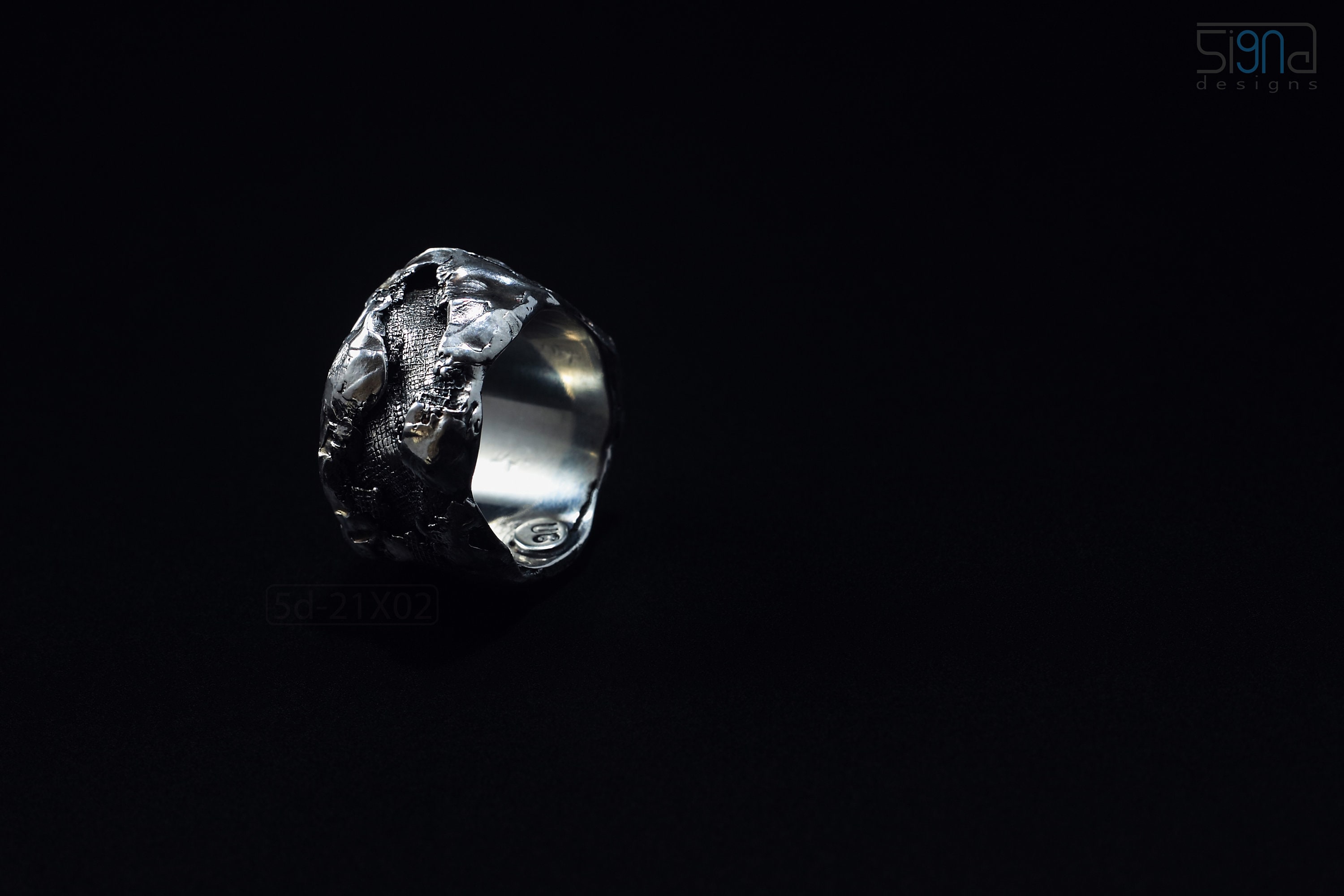 Massive Unique Oxidized Sterling Silver Ring With Irregular - Etsy