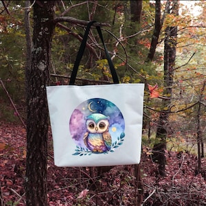 Owl Tote Bag, Reusable Shopping Bag, Overnight Travel Bag, Book Bag for ...