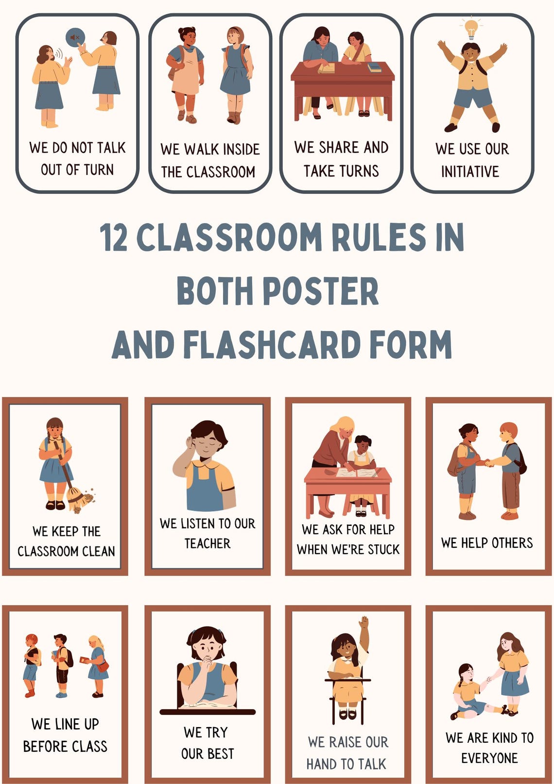 Classroom Rules Set of 12 - Etsy