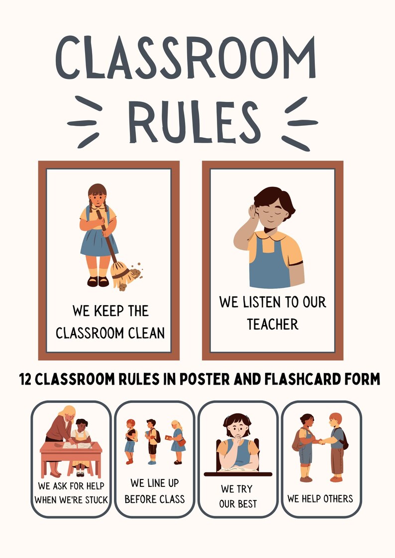 Classroom Rules Set of 12 - Etsy