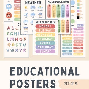 Educational Posters Set of 9 emotions, Months, Weather, Colours, Shapes ...