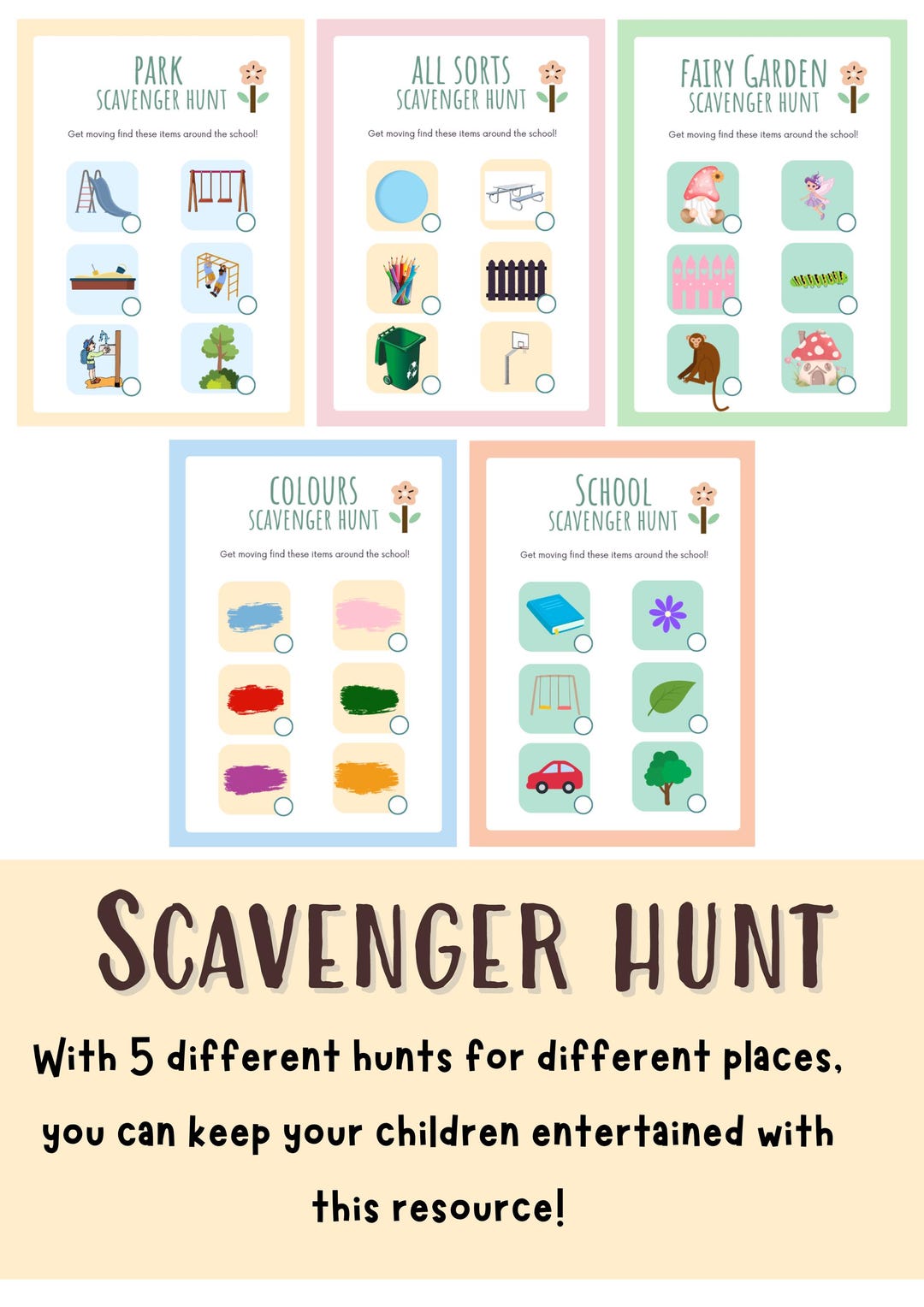 Scavenger Hunt for Kids - School, Garden, Park, Colours, Allsorts - Etsy