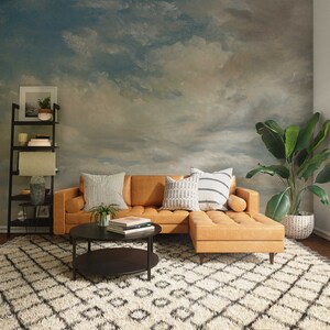 Light Blue Clouded Wall Mural | Sky Wall Decal | Classic Art Removable ...