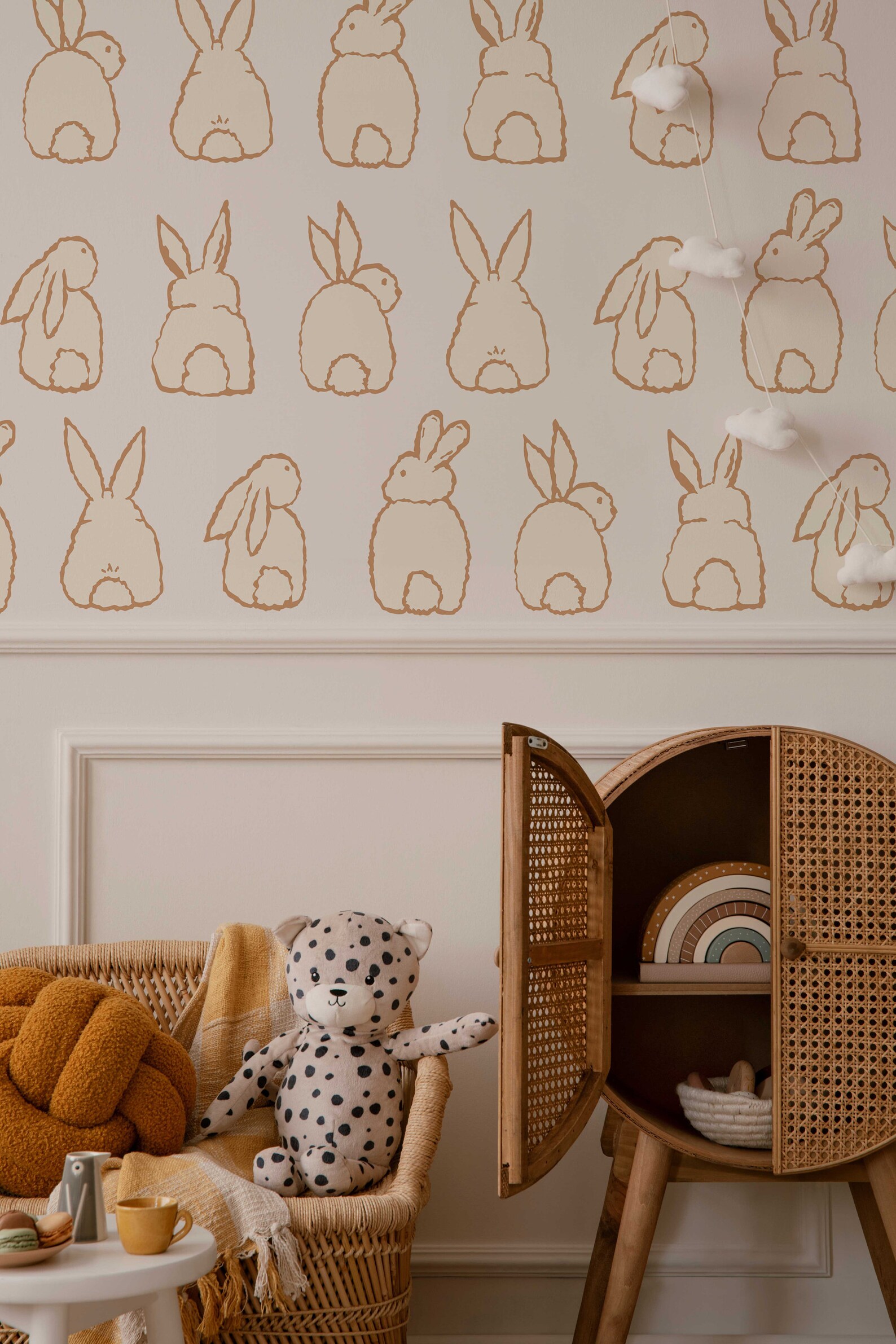 Cute Bunny Wall Decals | Peel and Stick Rabbit Mural - Etsy