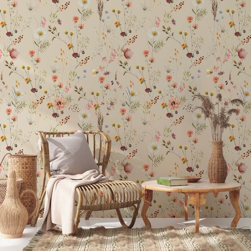 Wild Flower Wallpaper - Etsy