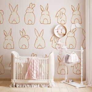 Cute Bunny Decals | Peel and Stick Rabbit Decals | Animals Wall Mural ...