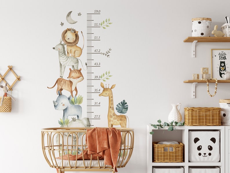 Safari Animals Growth Chart Wall Decals: Jungle Nursery Decor - Etsy