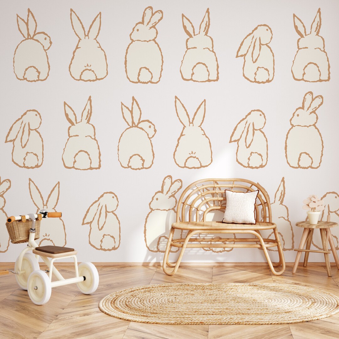 Cute Bunny Decals | Peel and Stick Rabbit Decals | Animals Wall Mural ...