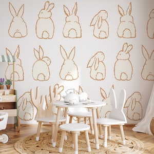 Cute Bunny Decals | Peel and Stick Rabbit Decals | Animals Wall Mural ...