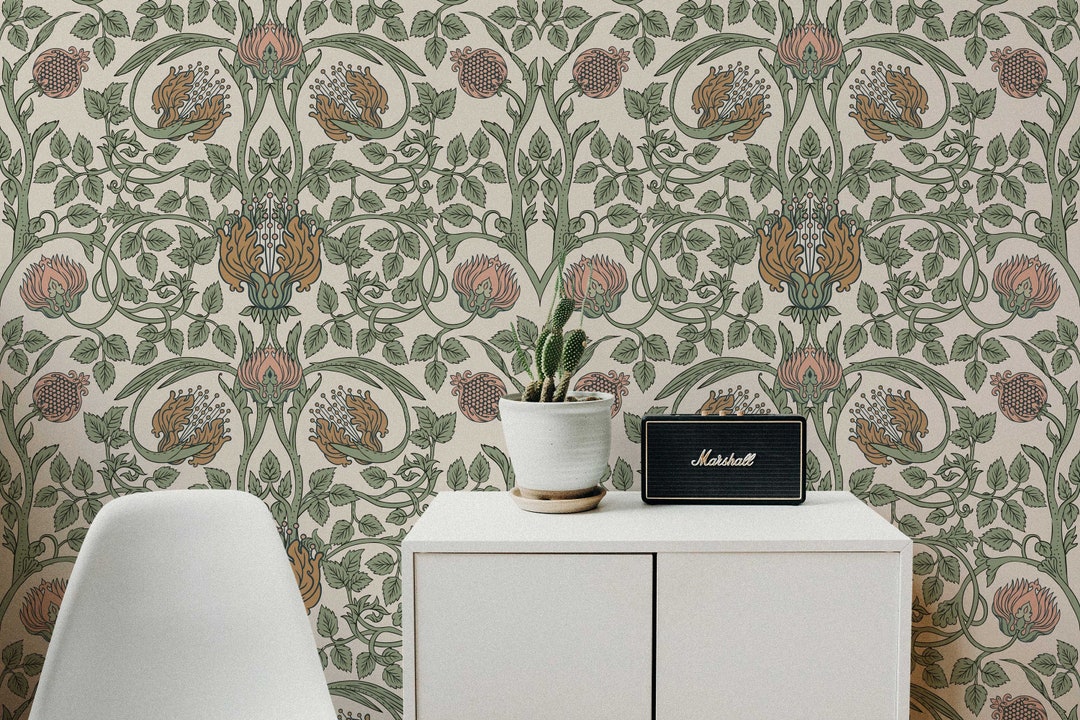 Vintage William Morris Wallpaper - Peel and Stick Wall Mural - Etsy