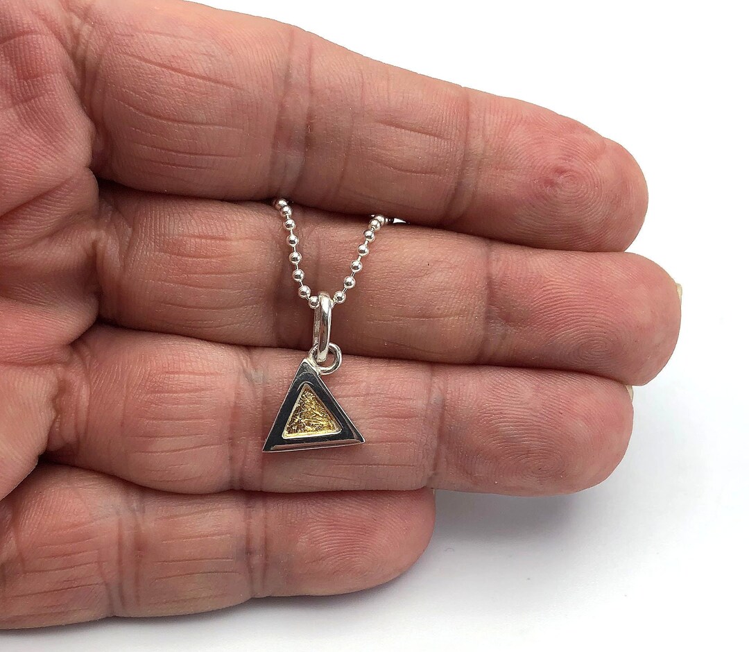 Triangle Gold Necklace, Dainty Gold Pendant Necklace, Silver and Gold ...