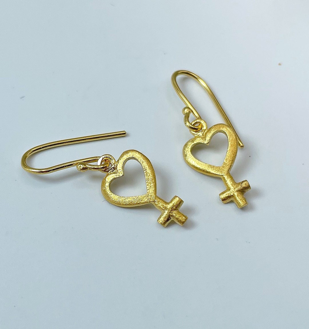 Gold Venus Symbol Earrings, Female Symbol Gold Earrings, Women Symbol ...