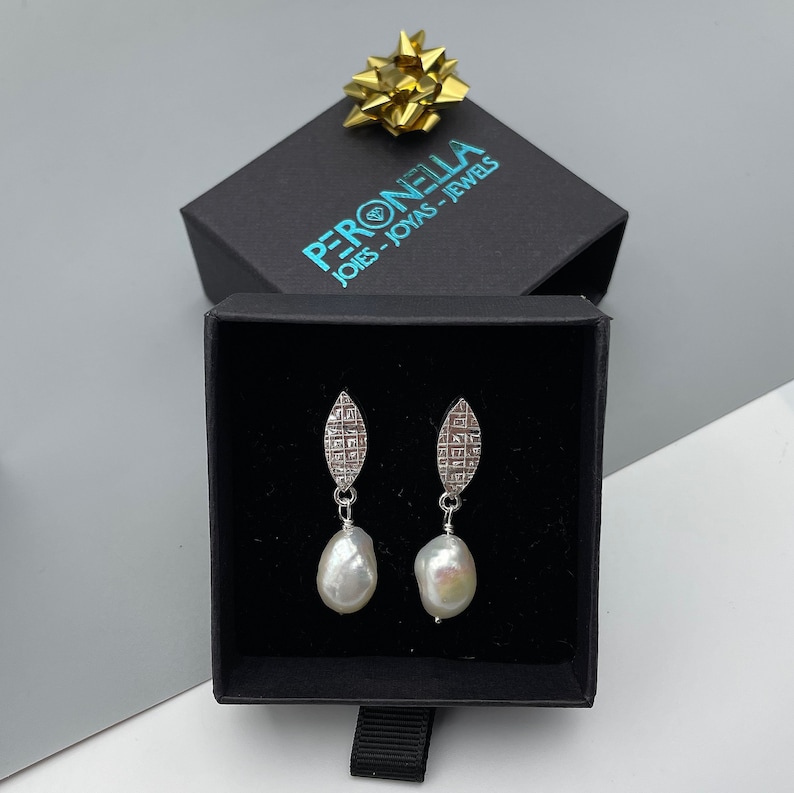 Large Baroque Pearl Earrings, Pearl Drop Earrings Handmade, Silver ...
