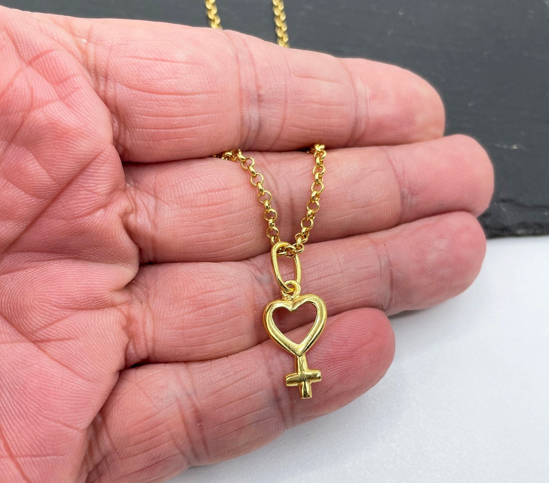 Gold Venus Symbol Necklace, Female Symbol Pendant, Woman Symbol ...