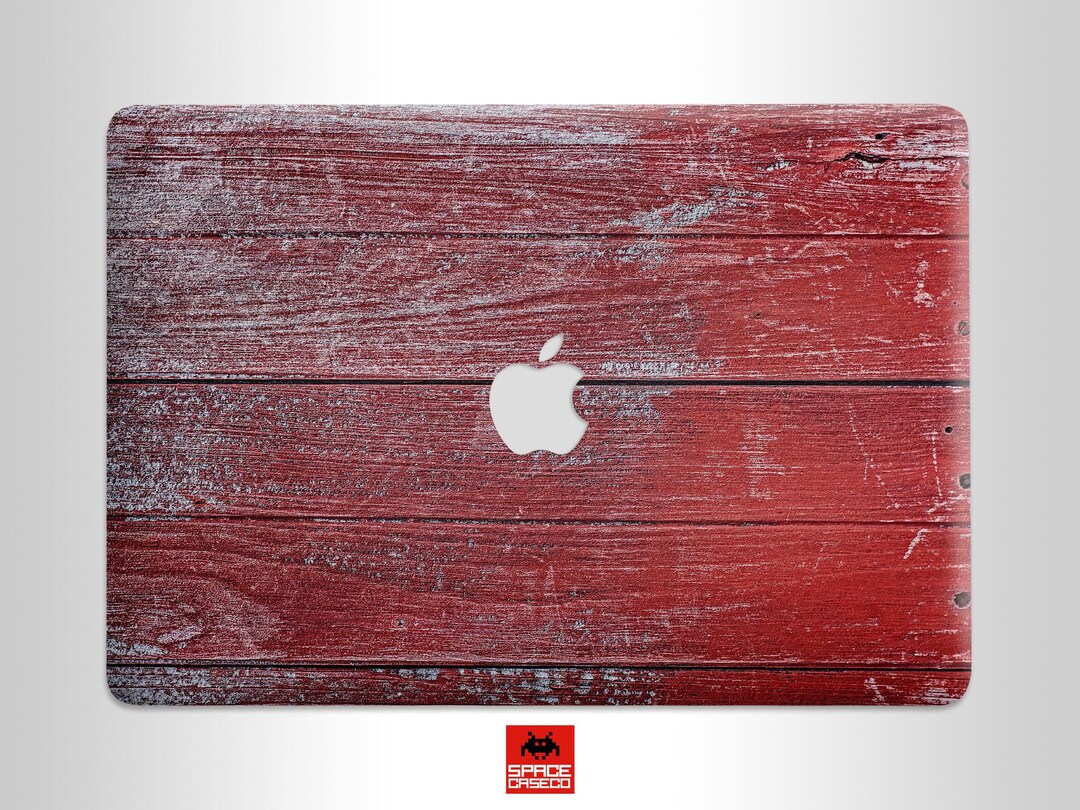 Red Wood Planks MacBook Vinyl Decal Skin Rustic Style Laptop Protective ...