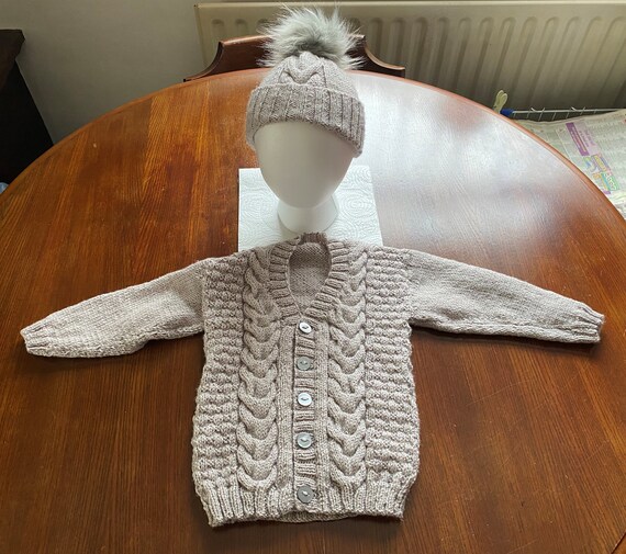 Hand Knitted Boys 20 22 inch chest V-shaped Cardigan and | Etsy