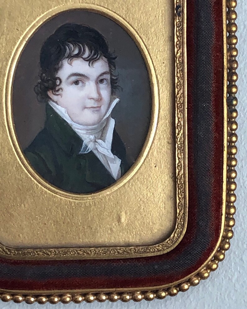 Antique Miniature Portrait Painting 19th Century 1800s Watercolor ...