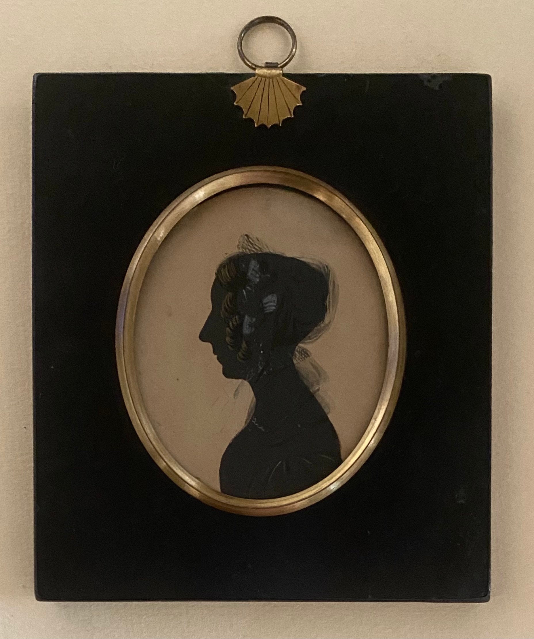 Antique Miniature Silhouette Portrait Painting of a Victorian Lady in a ...