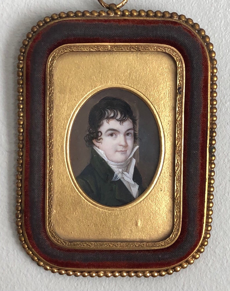 Antique Miniature Portrait Painting 19th Century 1800s Watercolor ...