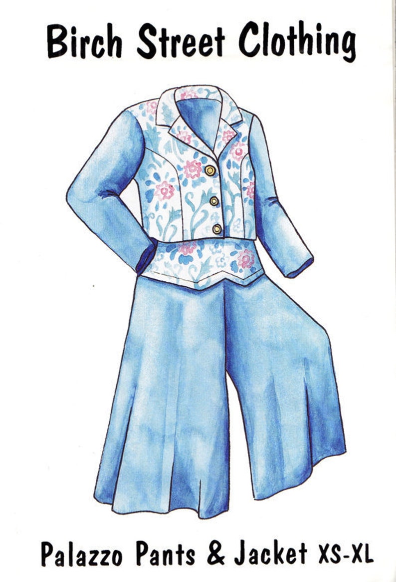 Birch Street Clothing Pattern Palazzo Pants & Jacket Extra Small ...