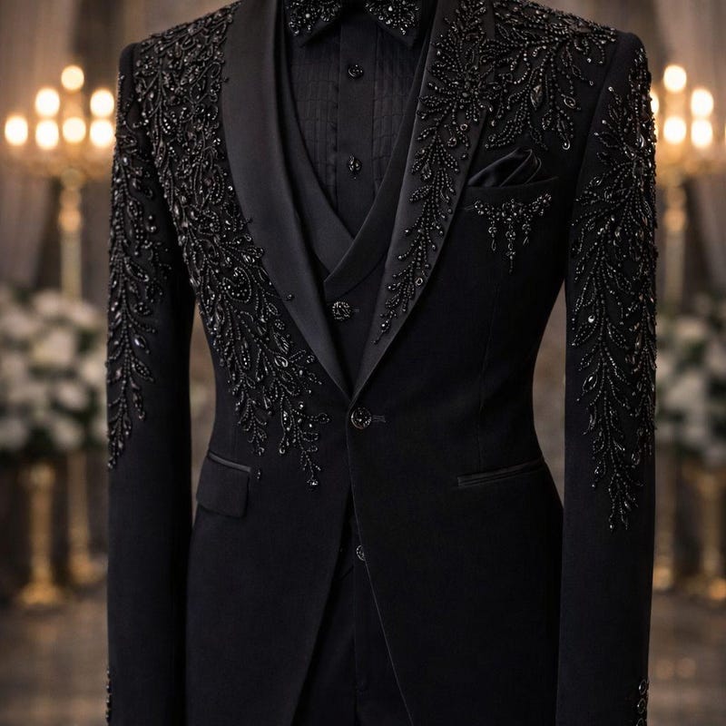 Embroidered Tuxedo Black - Etsy
