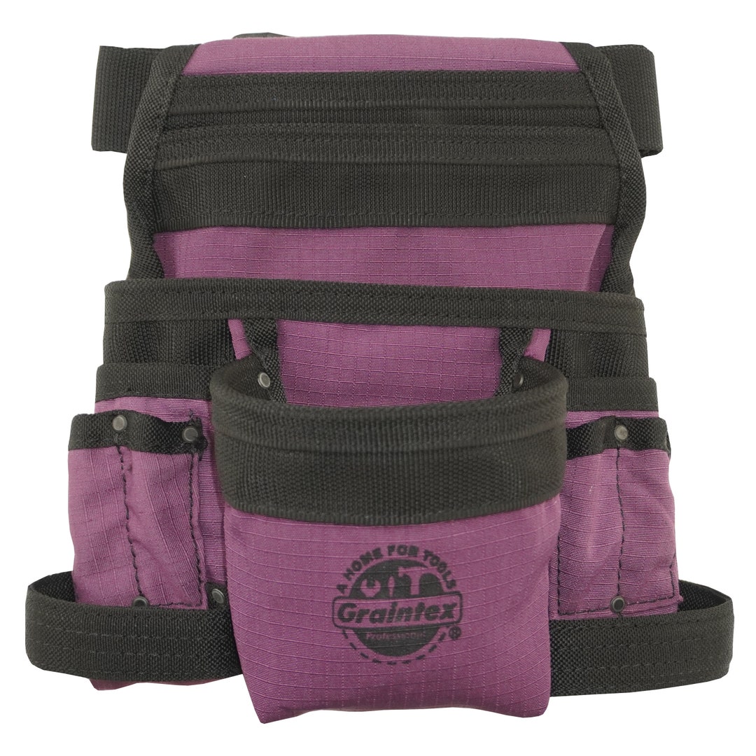 10 Pocket Finisher Pink Tool Pouch W/ Rip-stop Canvas & 2” Webbing Belt ...
