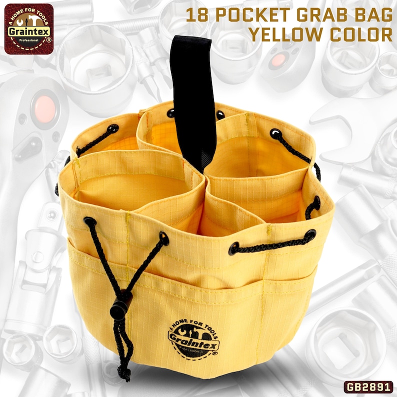 Rust Canvas Grab Bag 18 Pockets Drawstring - Etsy